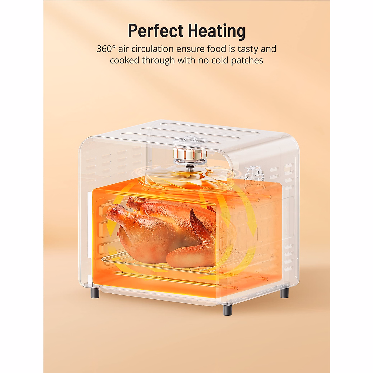 Air Fryer, Paris Rhône 14.8 Quart Toaster Oven, 5-in-1 Convection Oven for 4-Slice Toast, 9-inch Pizza, Knob-Controlled Kitchen Countertop Appliance with 6 Accessories, Dishwasher Safe