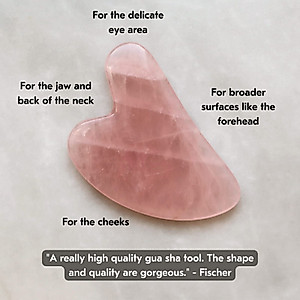 Mount Lai Rose Quartz Gua Sha Facial Tools, Facial Sculptor Skin Care Guasha Tool for Face and Body, Self Care Face Massager to Relieve Muscle Tension and Reduce Puffiness