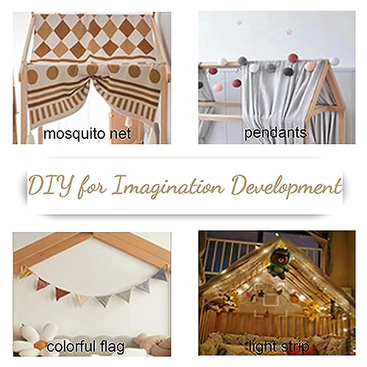 Harper & Bright Designs Twin Floor Bed for Kids, Wood Montessori Floor Bed Twin with Fence-Shaped Rails, Twin Size House Bed for Girls, Boys(Twin,White)