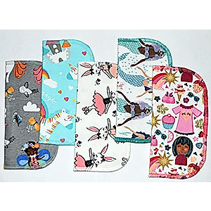 2 Ply All Things Girl Flannel Washable Kids Lunchbox Napkins 8x8 inches 5 Pack - Little Wipes (R) Flannel