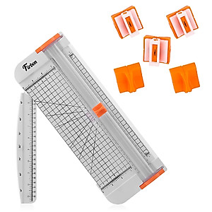 Firbon White A4 Paper Cutter Bundle with 5Pcs Replacement Blades, 12 Inch Paper Trimmer with Side Ruler for Scrapbooking, Craft, Coupon, Label, Cardstock
