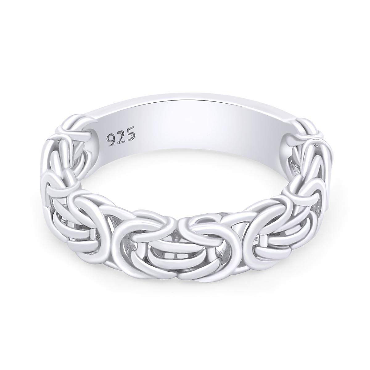 AFFY 14k White Gold Over Sterling Silver Byzantine Ring Jewelry For Engagement Wedding Anniversary Ring Size-8