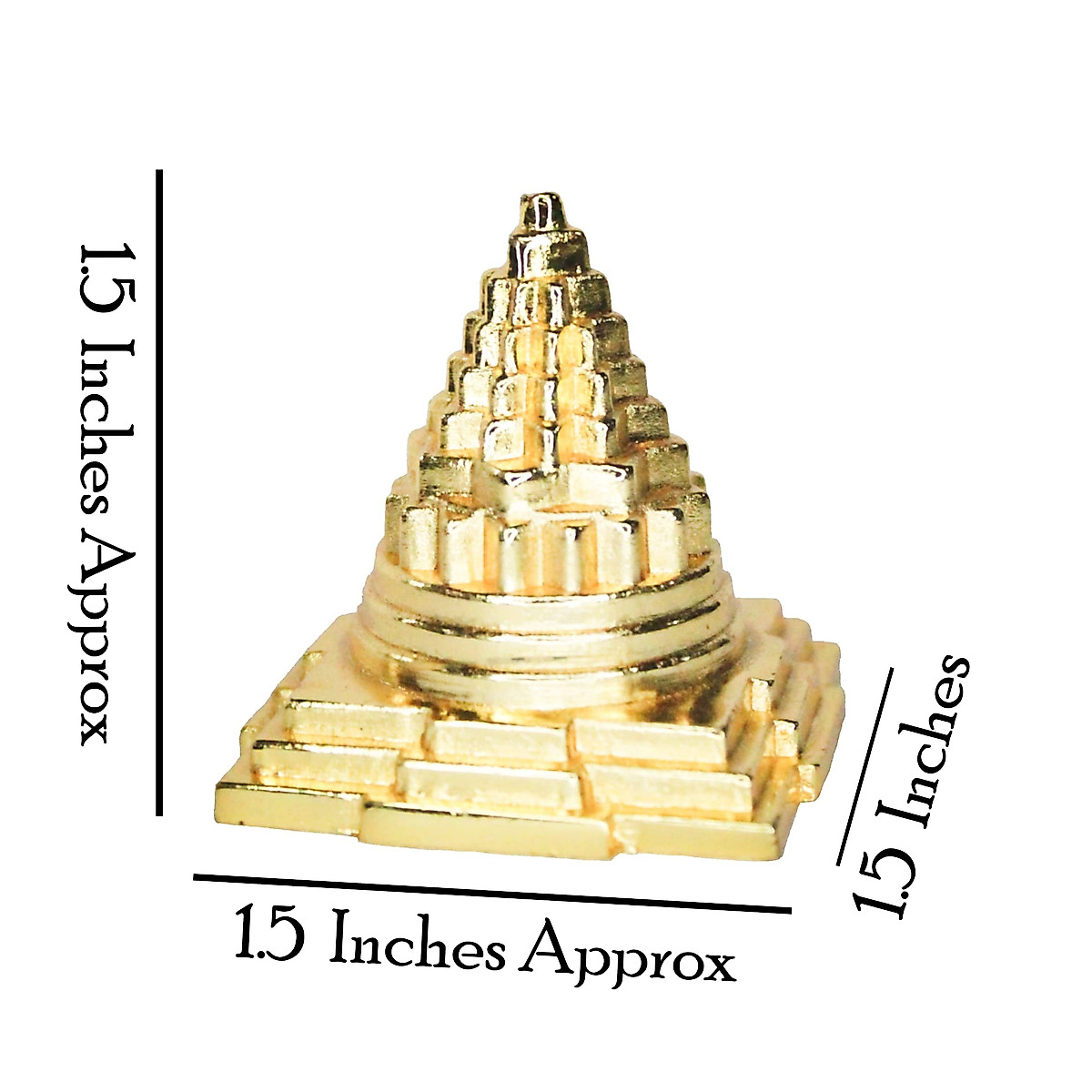 GRI9 Energized 3D Sri Meru Yantra Hinduism Home Temple Decor Ashtadhatu (Mix Metal) for Spiritual powers Vaastu Dosh Prosperity Harmony/Pooja/Gift/Diwali Puja (1.5 Inches)