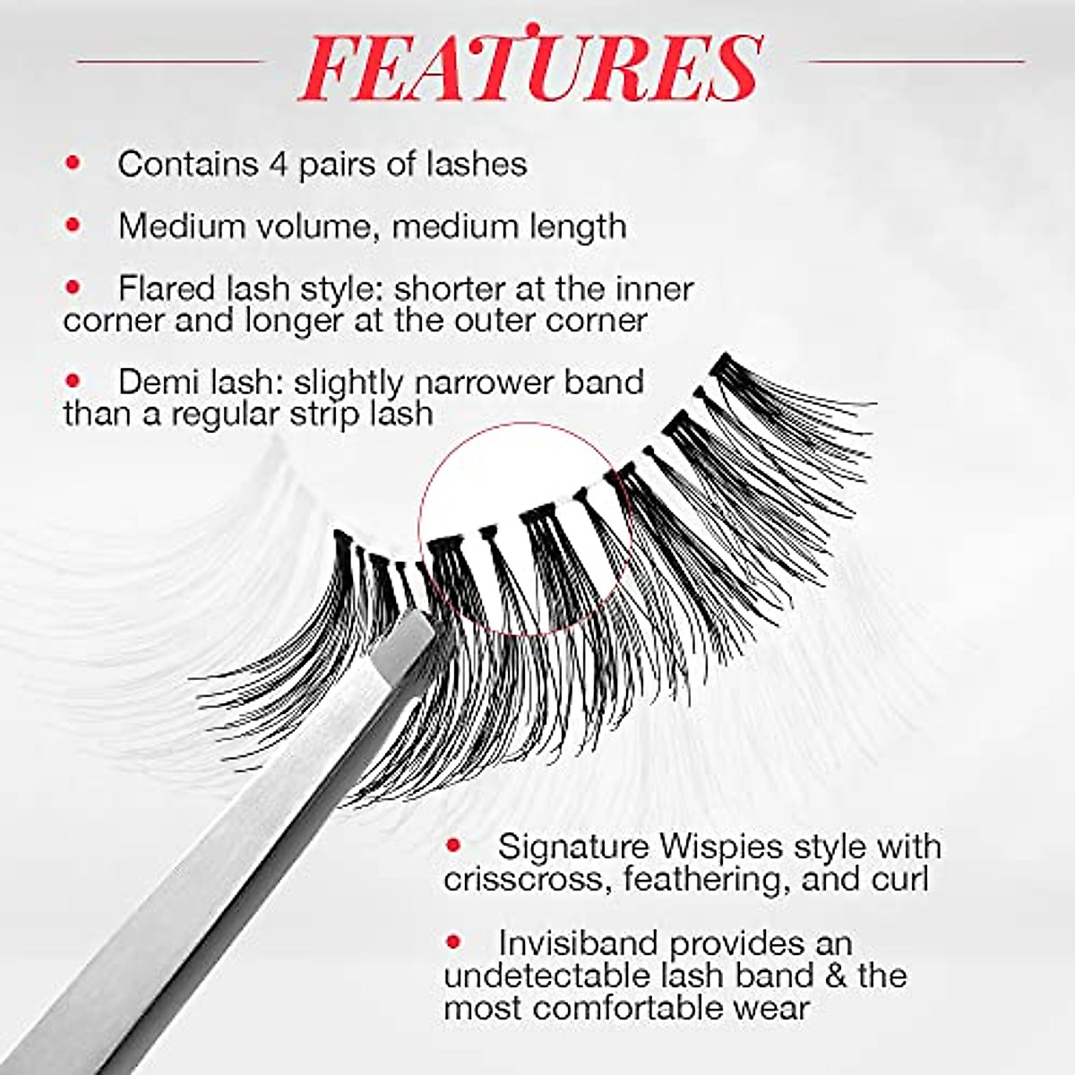Ardell Demi Wispies False Eyelashes Black, Eye Make-Up Enhancement, Full Volume Strip Lashes - 4 pairs, 2 Pack