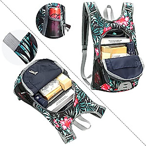 WEREWOLVES 10L Small Hiking Backpack, Lightweight Foldable Packable Casual Outdoor Travel Daypack (A5-flower, 10L)