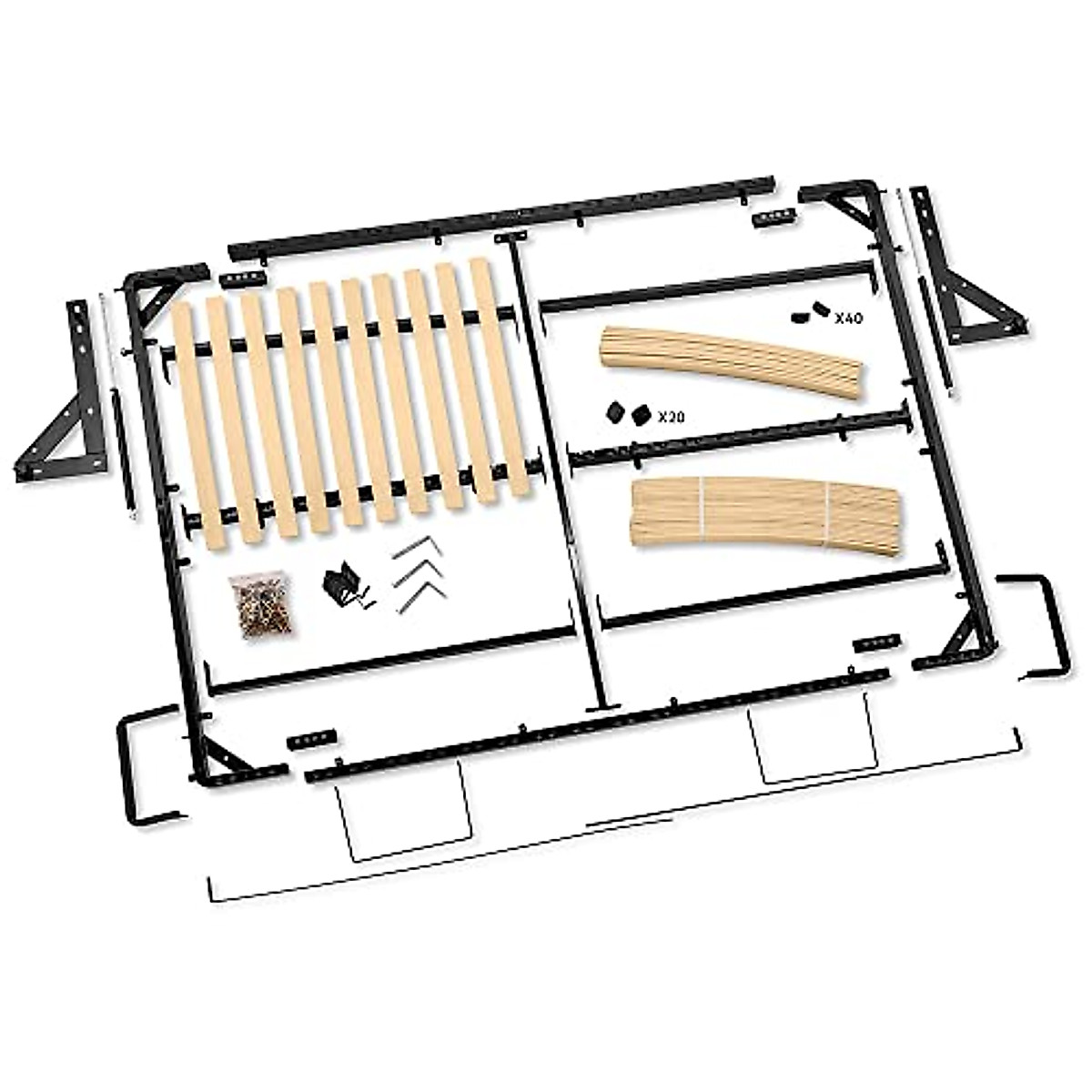 I-Semble Queen-Size Horizontal-Mount Murphy Bed Hardware Kit with Mattress Platform