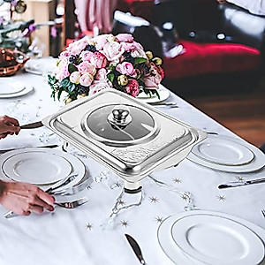 Healeved Snack Tray Chafing Dish Stainless Steel Buffet Chafer Tray Rectangular Buffet Stove Chaffing Servers Food Warmers for Parties Buffets Catering Chafing Dish Buffet Set