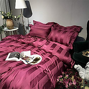 Luxury Bedding Set, Queen King Size Bed Sheet Duvet Cover Egyptian Cotton Silky Soft Bedclothes Hotel Home Quilt Covers,Red,200230CM
