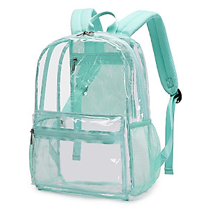 abshoo Heavy Duty Clear Backpack School Approved Transparent Clear Bookbag for School (Teal)