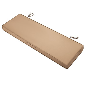 PATIOASIS Patio Sofa Cushion 54inch Water-Resistant Outdoor Bench Cushion for Patio Furniture Fade-Resistant Beige Long Seat Cushion with Tie