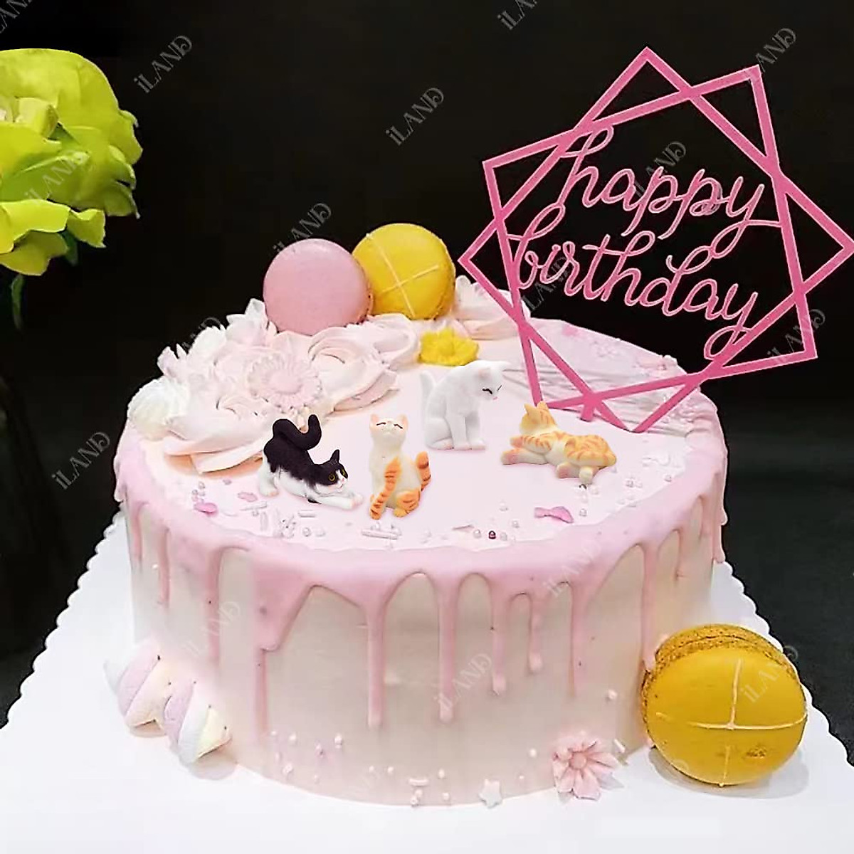 iland Cat Figurines, Dollhouse Cats w/ 1/12 Scale Accessories, Realistic Hand Painted Mini Cat Decor, Cat Cake Toppers