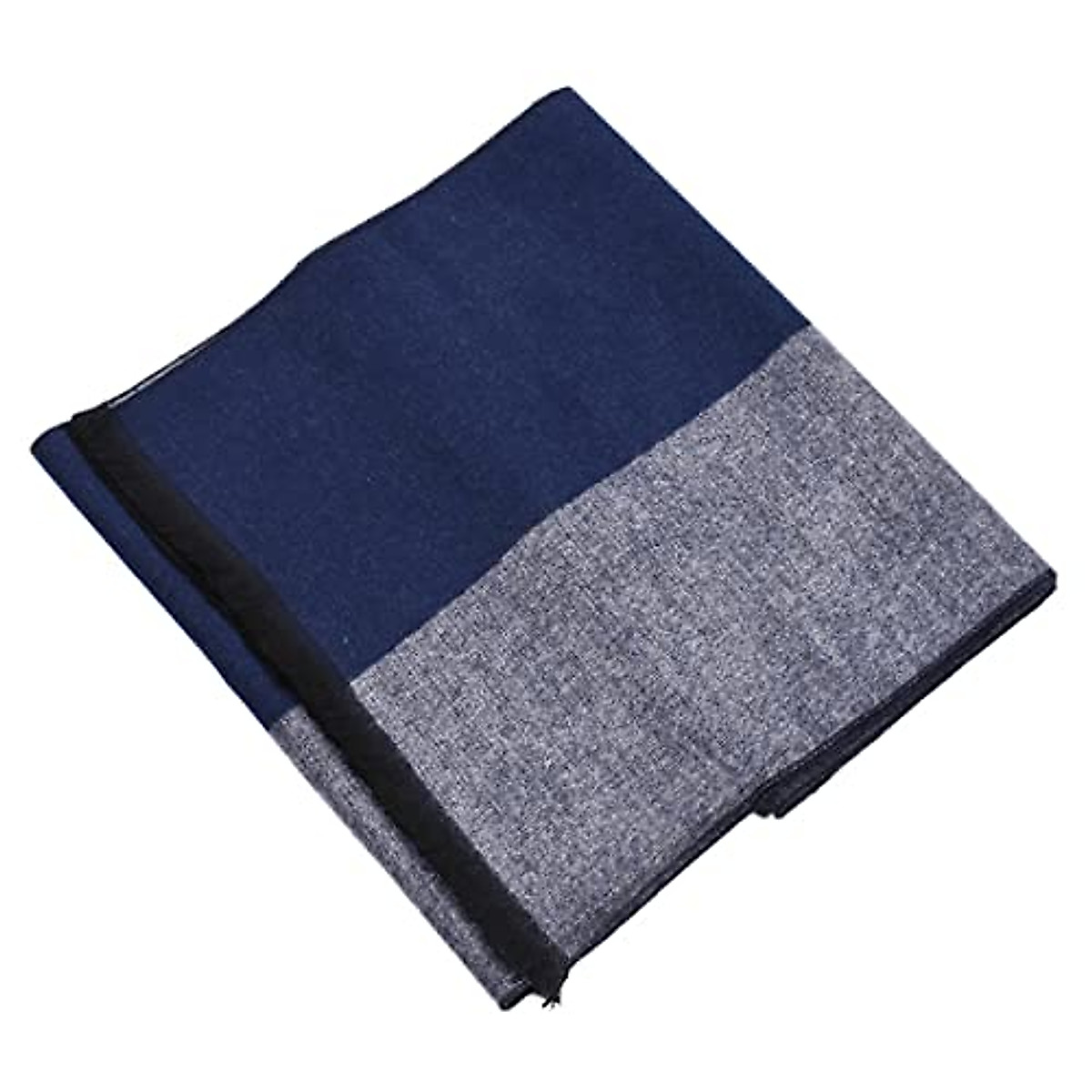 Runtlly Men's Winter Cashmere Scarf Stripes Warm Soft Scarves with Tassel Luxurious Winter Scarf M189510 NavyGrey