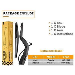 For Genuine 15276248 Window Wiper Arm Set-Replacement For GMC Acadia,Saturn Outlook 2007-2012, Rear Windshield Wiper Arm Blade Assembly-Factory OE Style
