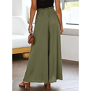 Dokotoo 2023 Stylish Women's Plus Size Wide Leg Palazzo Pants Spring Summer Lightweight Sport Elastic High Waist Yoga Pant with 2 Side Pockets for Women Green XL