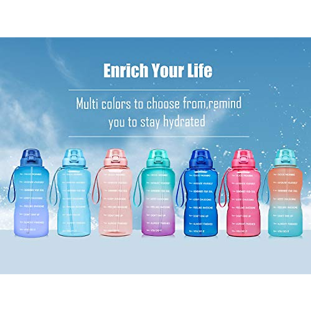 Fidus Large 1 Gallon/128oz Motivational Water Bottle with Time Marker & Straw,Leakproof Tritan BPA Free Water Jug,Ensure You Drink Enough Water Daily for Fitness,Gym and Outdoor Sports