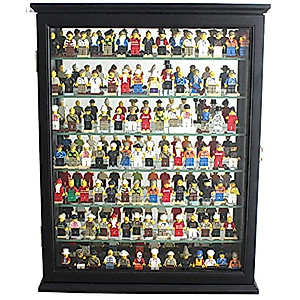 DisplayGifts Shot Glass Display Case Wall & Standing Curio Cabinet Shelf Unit Small Curio Cabinet (Black Finish)