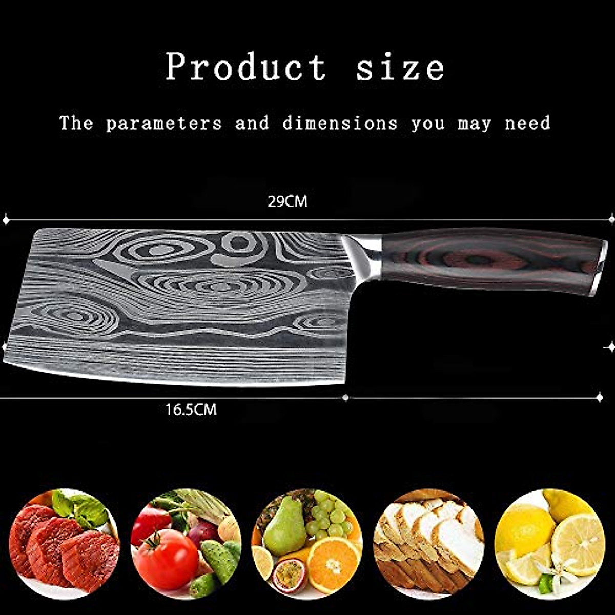 Theexecva Meat Cleaver, 7" Chinese Chef’s Knife Vegetable Cleaver German High Carbon Stainless Steel Kitchen Knife With Ergonomic Handle for Cooking (Meat knife)