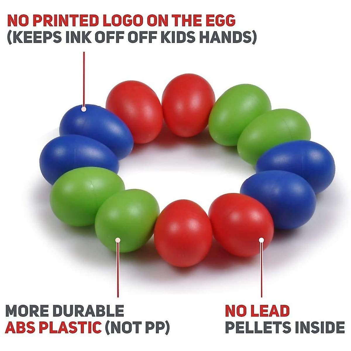 NextEgg Egg Shaker Set - Non Toxic Baby Musical Instruments and Toddler Percussion - Music Shaker Eggs for Infants, Kids and Adults - Hand Shaker Rhythm Instrument for Classroom or Preschool (3-Pack)