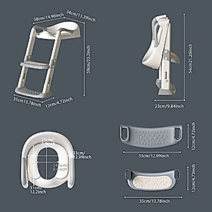 GLAF Potty Training Toilet Seat for Toddler Boys and Girls with Step Stools Ladder Potty Chair 2 in 1 Adjustable Kids Potty Seat with Anti-Slip Pads Comfortable Cushion (Grey)