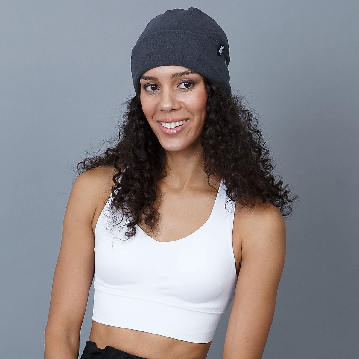 The Hat Depot Fleece Winter Beanie Hat Cold Weather Reflective Safety for Men & Women Performance Stretch (Charcoal)