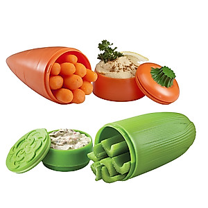 Hutzler Plastic Attack Snack containers, 2.6" x 7", Orange/Green