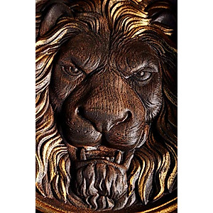 Lion Head Leo Carved Wood furniture appliques Furniture Onlay Wood rosette wood carvings Wall Hanging art