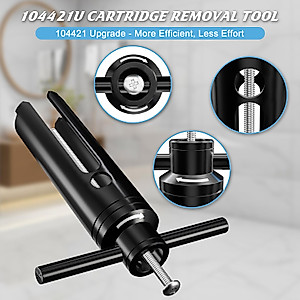 104421U Cartridge Puller Tool with 1222 Replacement Cartridge & Retainer Clip, Compatible with Moen 1222 One Handle Faucet, Bathtub Shower Valve Parts and Removal Tool, Brass and Plastics