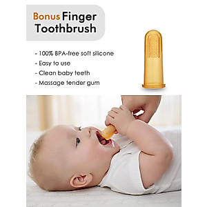 Giftty Baby Teething Mitten Panda Teether Mitt Chewing Glove Infant Toy Teething Glove Baby Chew Mitt with Finger Toothbrush BPA-Free for Baby Boys Girls - 1 Pair + 1 Toothbrush