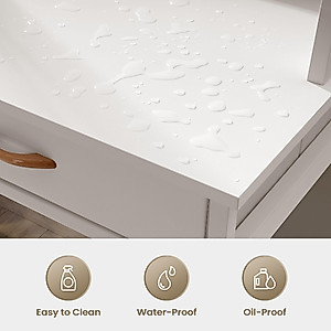 JOINHOM Home Office Desk with Drawers - Small Desks with Hutch & Book Shelves, Study Table for Small Spaces, Computer Desk with Power Outlet and USB Charging Ports, White