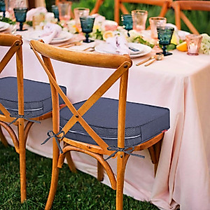 Pcinfuns Indoor/Outdoor Memory Foam Chair Cushions,Thick 19"x19"x3" Chair Cushion for Patio Furniture,Water-Resistant Durable Seat Pads with Ties,Blue Grey,4 Pack