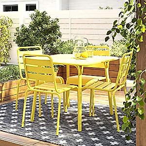 Novogratz Poolside Gossip Collection, June Square Dining Table, Yellow