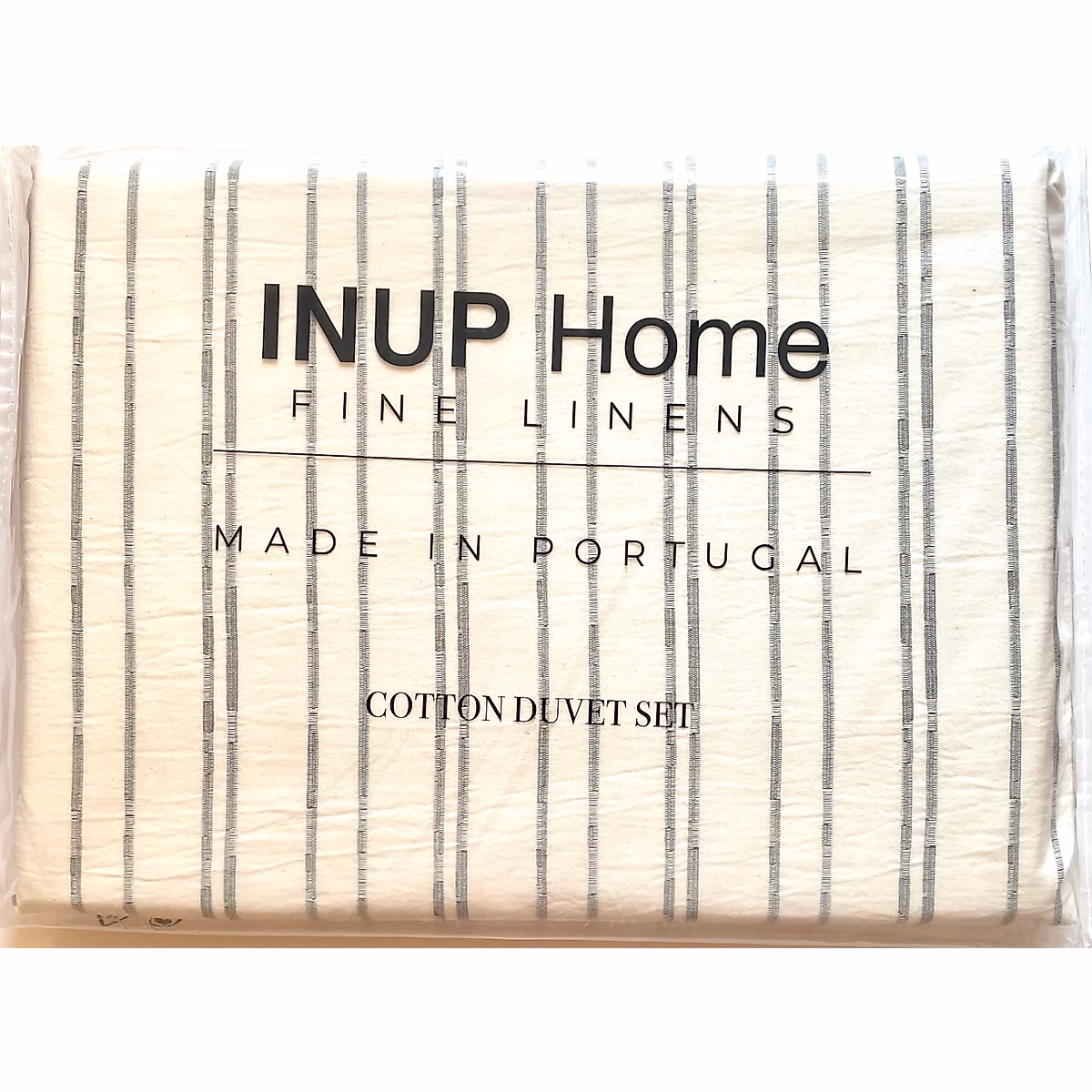 INUP Portugal Fine Linens Luxurious Home Collection 100% Cotton 3 Piece Duvet Set Matelasse French Country Multi Colors Stripe on Solid Background (Sophronia, King (U.S. Standard))