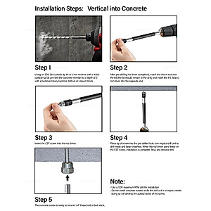 Everflow 8037957-25 DSTR 1-1/2 3/8" Vertical Threaded Rod Anchor Designed Structure, Steel, Electro-Zinc, 12-24 x 1-1/2" Screw Length (25 Pack), Pack of 25, 25 Piece