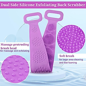 FEBSNOW 2 Pcs Silicone Back Scrubber for Shower,Silicone Body Scrubber,Exfoliating &amp; Deep Clean,Silicone Bath Body Brush for Men and Women,Comfortable Massage and Skin Health