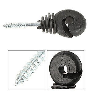 Ueohitsct 50 Pcs/Set Black Screw In Ring Insulators Electric Fence Accessories For Wood Post