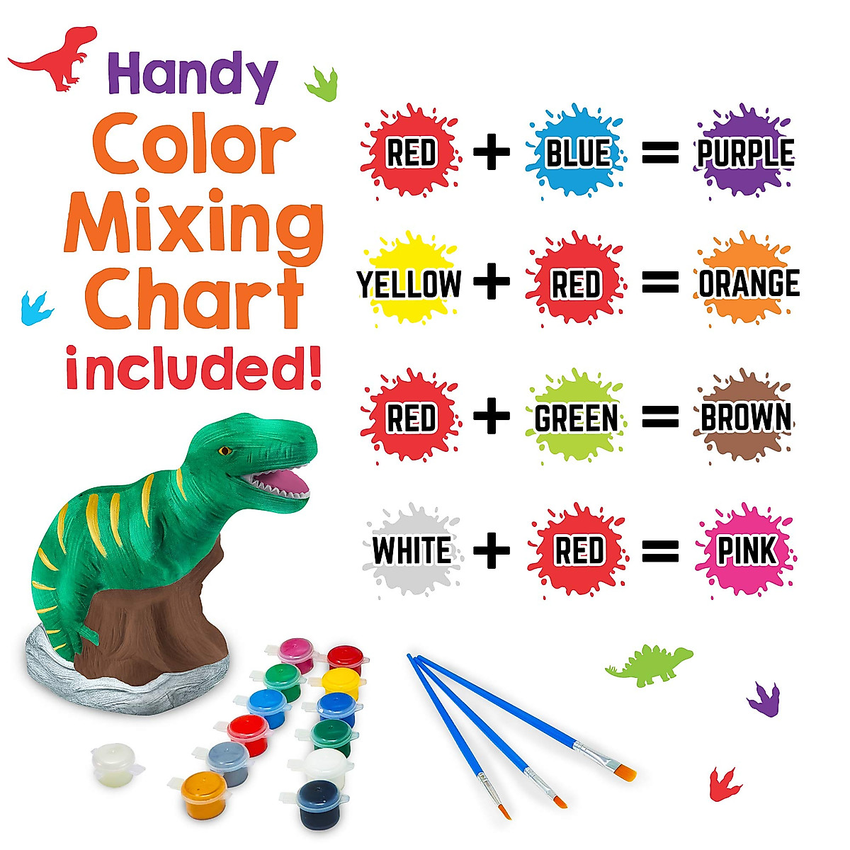 Original Stationery Paint Your Own Dinosaur Money Bank, Awesome Craft Kit with 13 Paint Colors, Roarsome Crafts for Kids and Fun Birthday Gift Idea