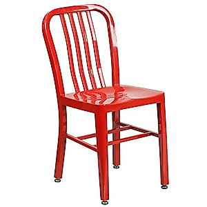 Flash Furniture Commercial Grade Red Metal Indoor-Outdoor Chair