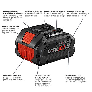 Bosch PROFACTOR 18V SPITFIRE GWS18V-13CB14 Cordless 5-6 In. Angle Grinder Kit & Slide Switch, Includes (1) CORE18V 8.0 Ah Performance Battery + Bosch GBA18V80 CORE18V 8.0 Ah Performance Battery