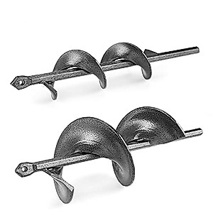 Codirom Auger Drill Bit for Planting 1.6 x 9" & 3 x 9" Garden Auger Spiral Drill Bit Garden Plant Auger Hole Digger for 3/8” Hex Driver Drill 2-in-1 Set