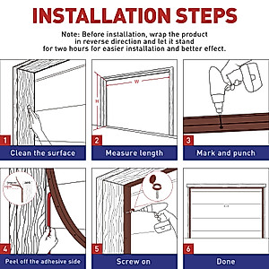 FOSLUOC Garage Door Seal Top and Sides Seal Strip Brown 34.4FT Rubber weather stripping Replacement Soft and Hard Composite, Weatherproofing Universal Sealing Professional.