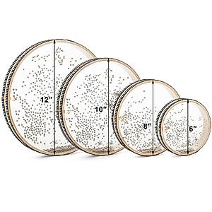 Fasmov 4 Pack Wave Bead Ocean Drum, Sea Sound Drum with Hardwood Shell Ocean Sound Drum Musical Instrument Percussion for Home School Supplies, 6 Inch, 8 Inch, 10 Inch, 12 Inch