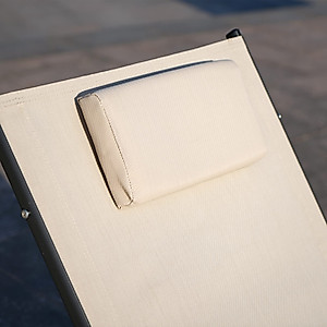 Direct Wicker Patio Rocking Recliner Chair Curved Chaise Lounge Chair w/Pillow for Yard Pool Outdoor Indoor, Iron Rock O-Shaped Lounge Chair (Beige)