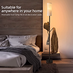 Floor Lamps with Coat Rack, Standing Lamp with Hanger Simple Design,Modern Floor Lamp with Shade Pedal Switch and Remote Control Smart LED RGB Bulb Included for offic;Bedroom;Living Room.