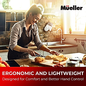 Mueller Ultra-Carver Electric Knife for Meat Slicing, Turkey Carving Knife, Bread Slicer, Crafting Foam, Stainless Steel Blades, Powerful Motor, Ergonomic Handle, Serving Fork Included, Grey