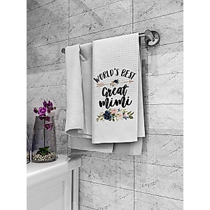 DIBOR World’s Best Great Mimi Floral Kitchen Towels Dish Towels Dishcloth,Best Grandma Mimi Decorative Absorbent Drying Cloth Hand Towels Tea Towels for Bathroom Kitchen,Grandma