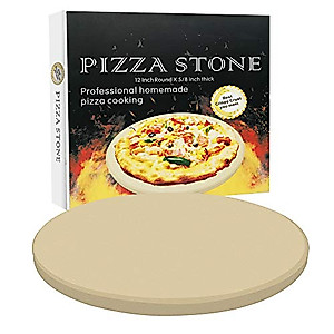 VIKEYHOME Round Pizza Stone, Heavy Duty Cordierite Pizza Grilling Stone, Baking Stone, Pizza Pan, Perfect for Oven, BBQ and Grill, Thermal Shock Resistant, Durable and Safe, 12 Inch Round, 4.6Lbs