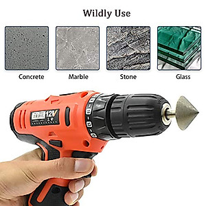 Diamond Countersink Drill Bits Chamfer Cutter 1-3/16" & 1-9/16" & 2" (30/40/50mm) Tapered 90 Degree 5/16" & 3/8" Shank Hole Grinding Tool for Glass Marble Ceramic Grit #150-3Pcs