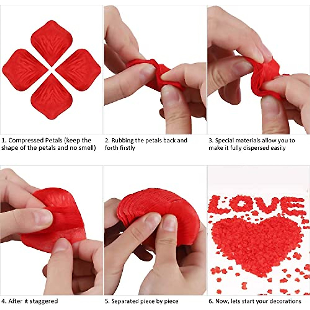 Valentines Day Decoration 1000 Red Rose Petals 50 Heart Candle 20 Heart Balloons LOVE Balloon for Anniversary Wedding Birthday Party Decor Romantic Decorations Special Night for Him Her