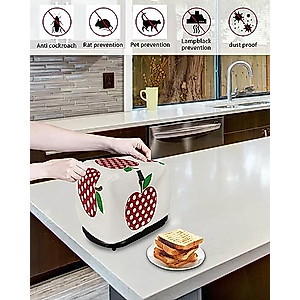 Red Apples Toaster Cover, 2 Slice Toaster Cover Simple Polka Dots Apples Kitchen Small Appliance Covers, Dust and Machine Washable Bread Maker Cover (12w X 7.5d X 8h)