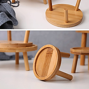 Bonsai Pedestal Wooden Stool Vase Base Solid Wood Flowerpot Tray Flower Shelf Indoor Desktop Living Room Potted Plant Succulent Green Display Stand Bonsai Base (Size : 3.35in)